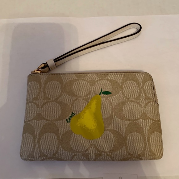 Coach | Bags | Coach Corner Zip Wristlet C959 Yellow Pear Embroidered ...